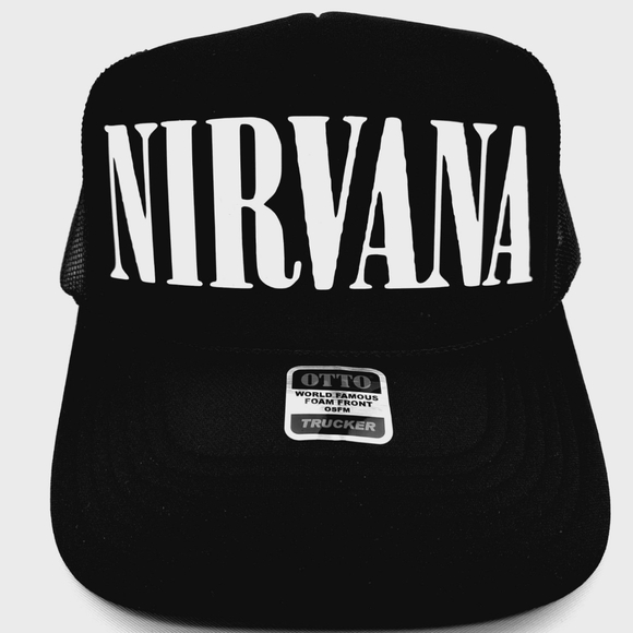 Accessories | Nirvana Foam Trucker Mesh Snapback Cap Hat Black 9s Music ...
